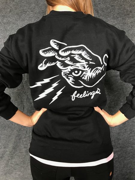 FEELINGS: HAND on black fleece pullover – TIMBERPS